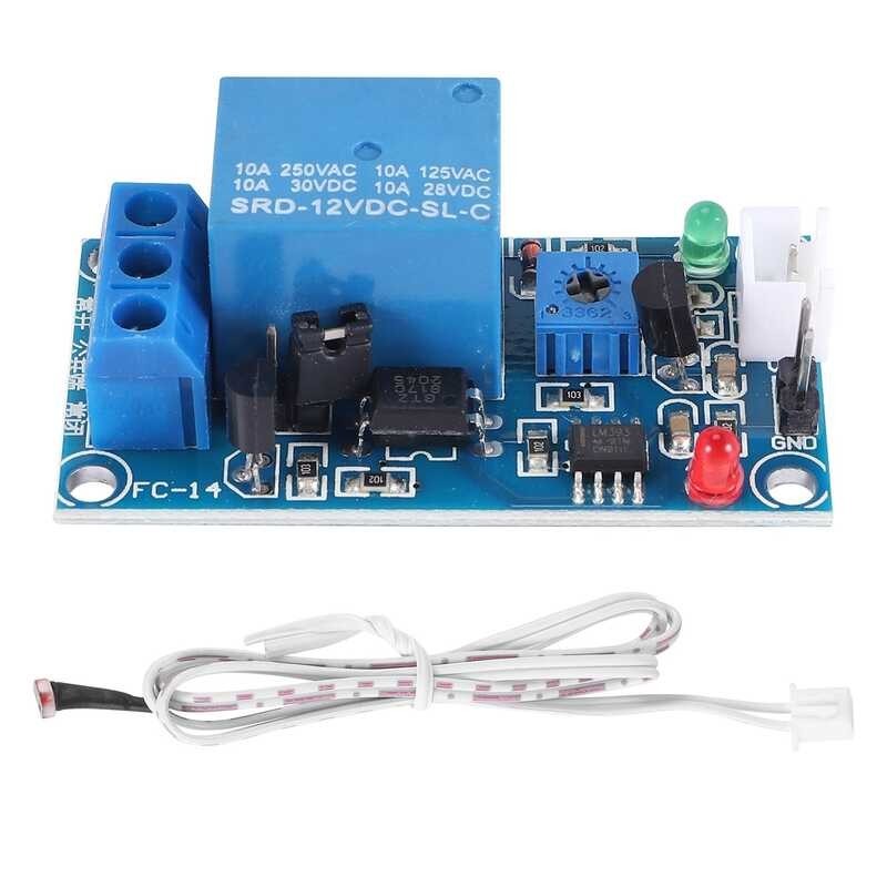 DC 12V Photoelectric Switch Sensor Relay Module 50Mmx25mm W 2 Cable ...
