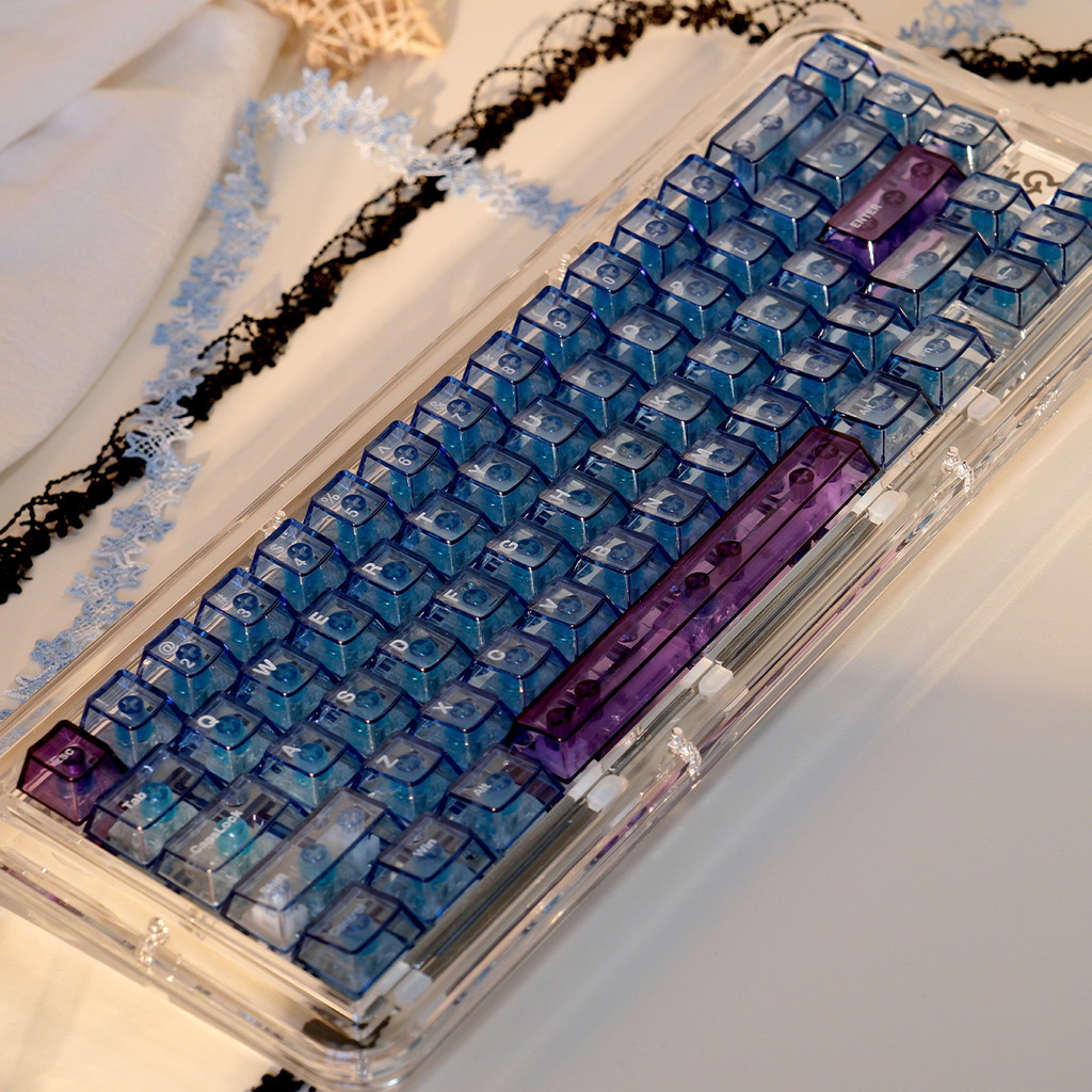 Yongqiu Transparent Keycaps Blueberry Blue Purple PC cherry profile ...