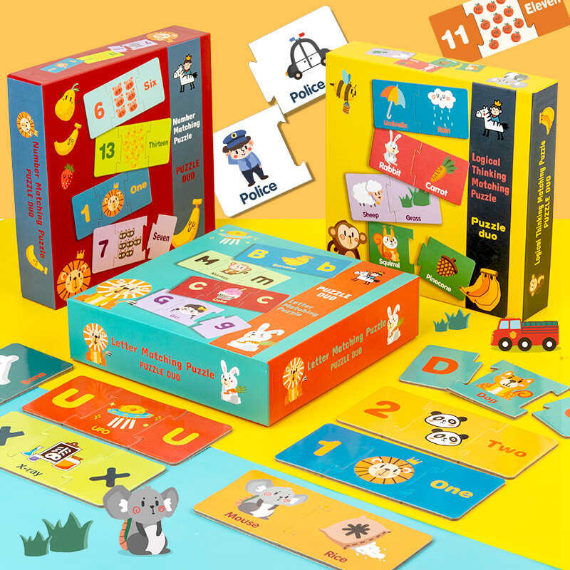 Montessori Educational Duo Matching Puzzle Pairing Words Connecting For ...