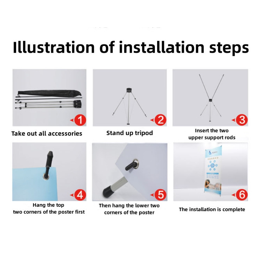 Tripod Collapsible Stand Banner Aluminum Poster Display Stand Tarpaulin ...
