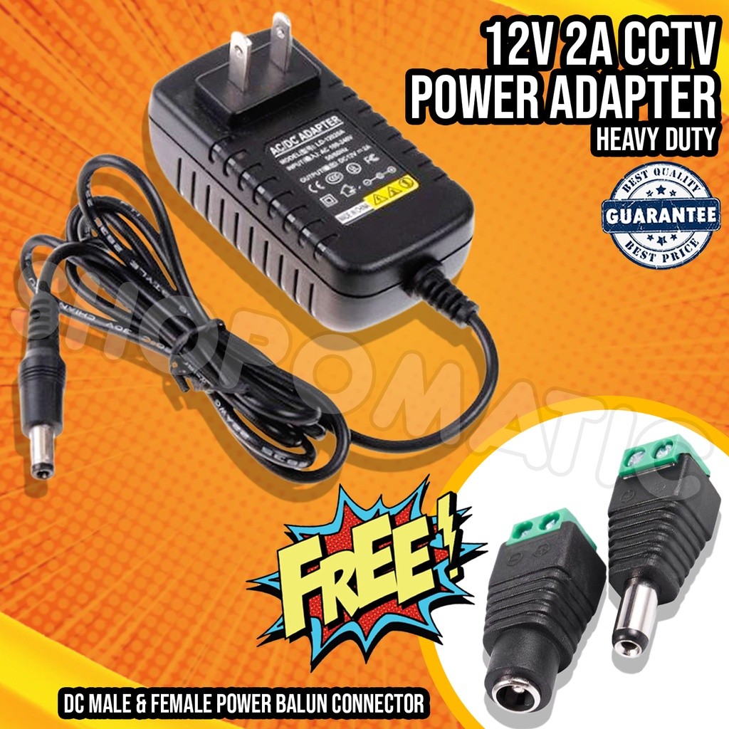 Adaptor Charger 12V 2A Power Supply With FREE DC Male & Female Power ...