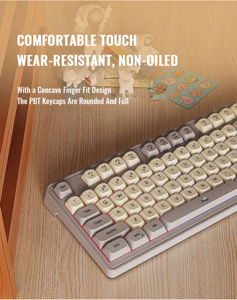 Zeus Wired Gaming Keyboard Multi Colors Mixing 98 Keys USB Mechanical ...