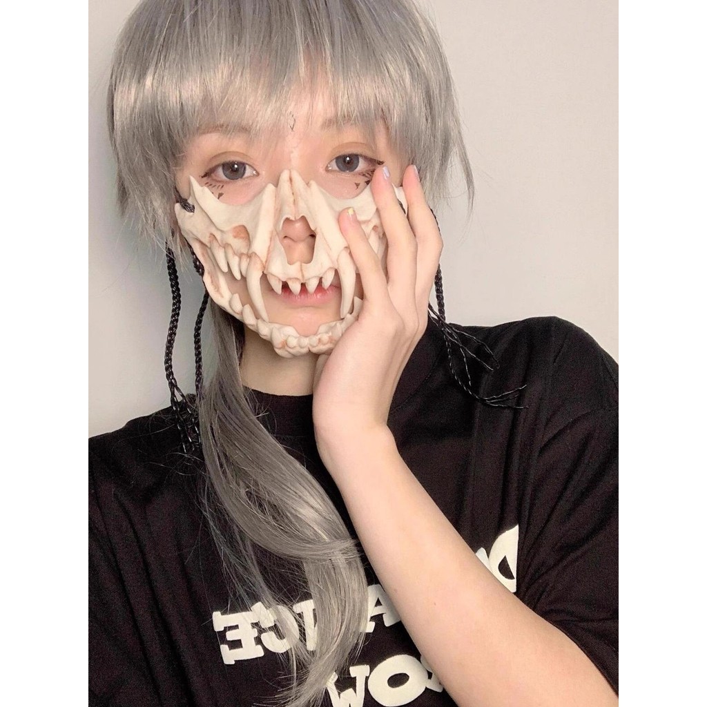 Halloween Mask Half-face Tiger Yasha Dragon God Nuo Tengu Werewolf ...