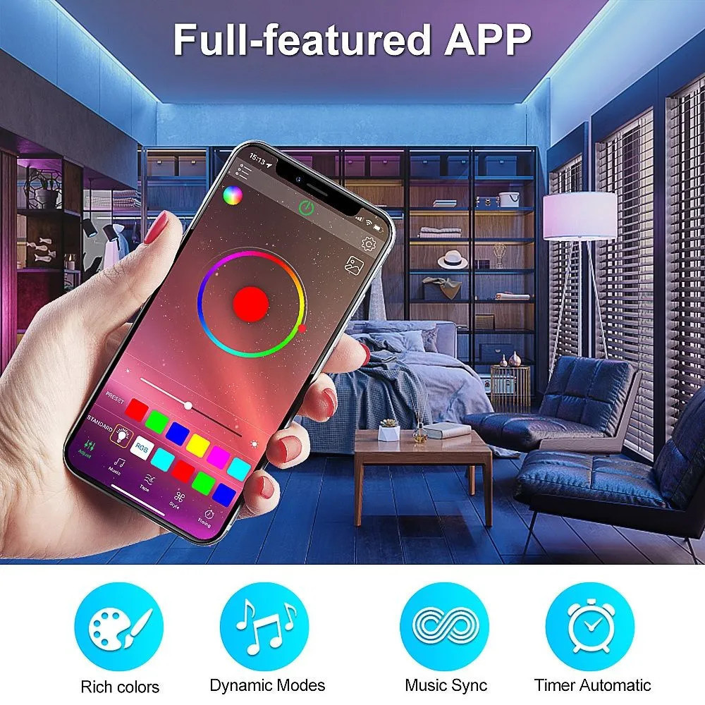 USB Smart APP Light LED Strip Lights APP Music Sync led light for room ...