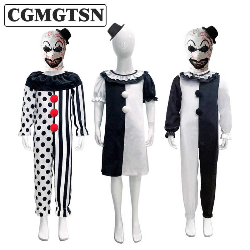 CGMGN Children Terrifier 2 Art The Clown Cosplay Costume Jumpsuit Hat ...