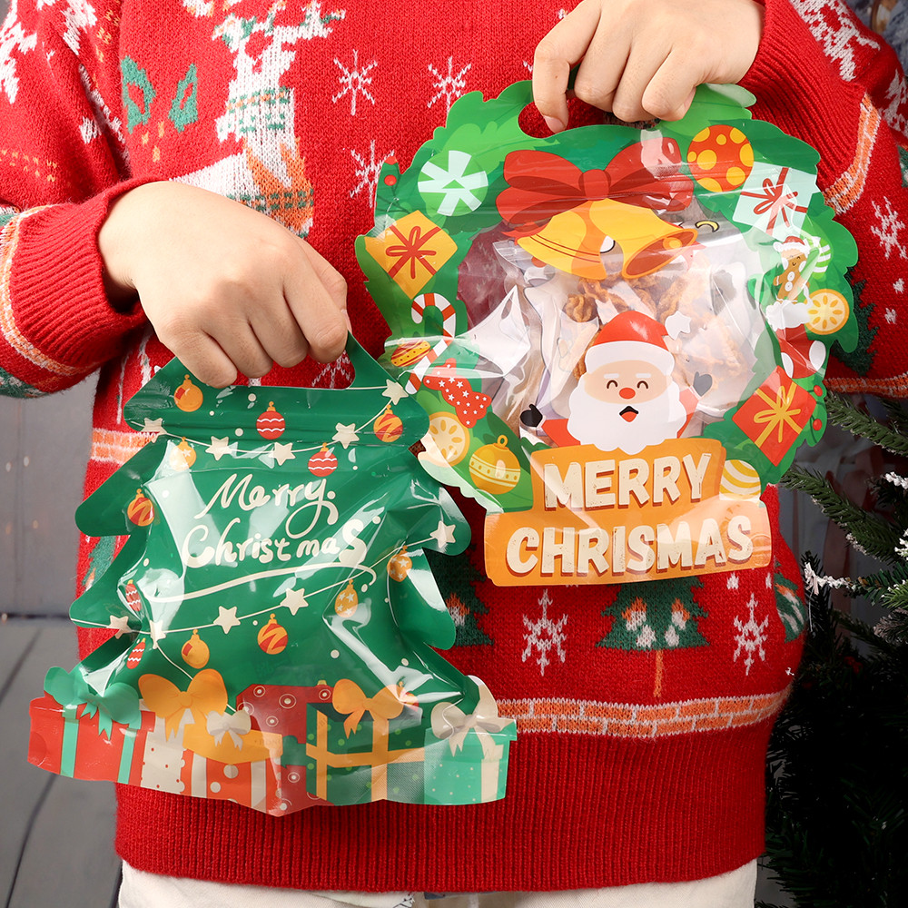 [ Featured ] 5Pcs Christmas Cartoon Handbags - Waterproof, Self-sealing - Dessert Snack Packing ...