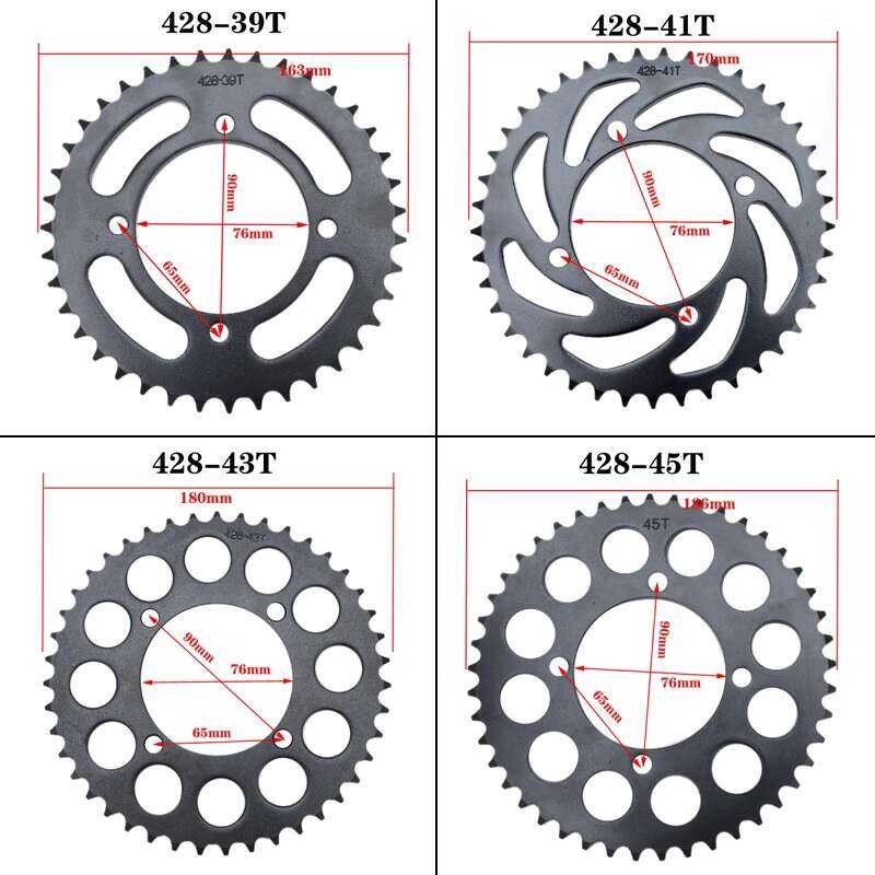 ☑♥ Off-Road Motorcycle 420/428 35 37 39 41 43 45 48 Tooth Rear Chain ...