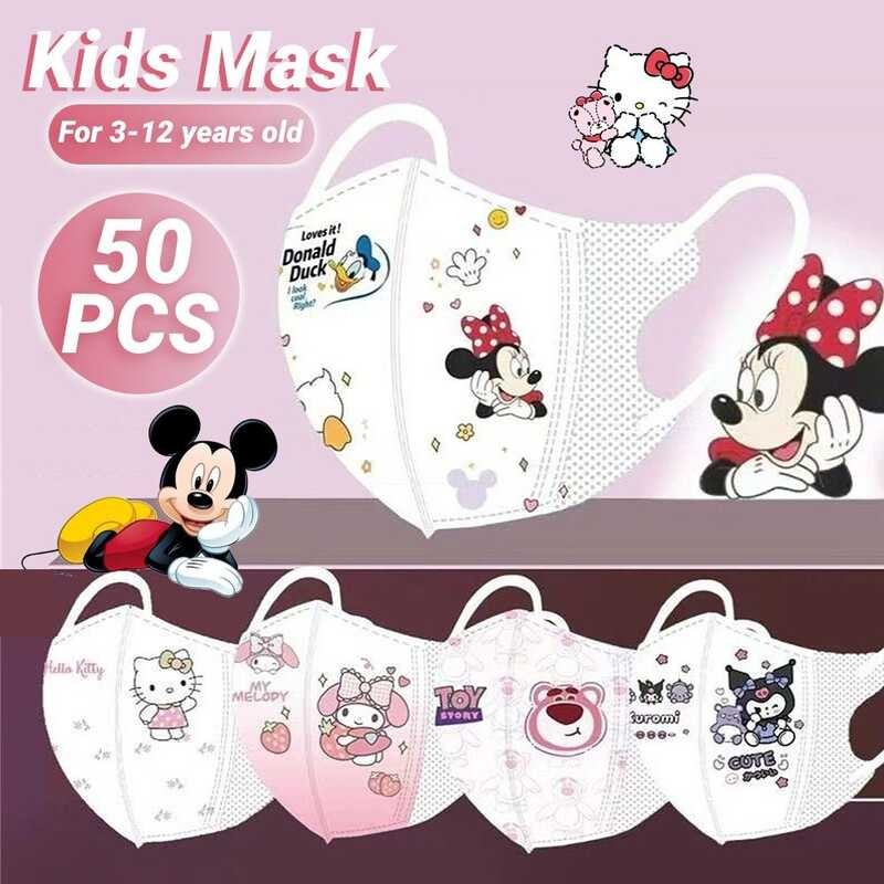 Hourser 50Pcs Children Melody Kuromi Face Mask For Kids Cute Pattern ...