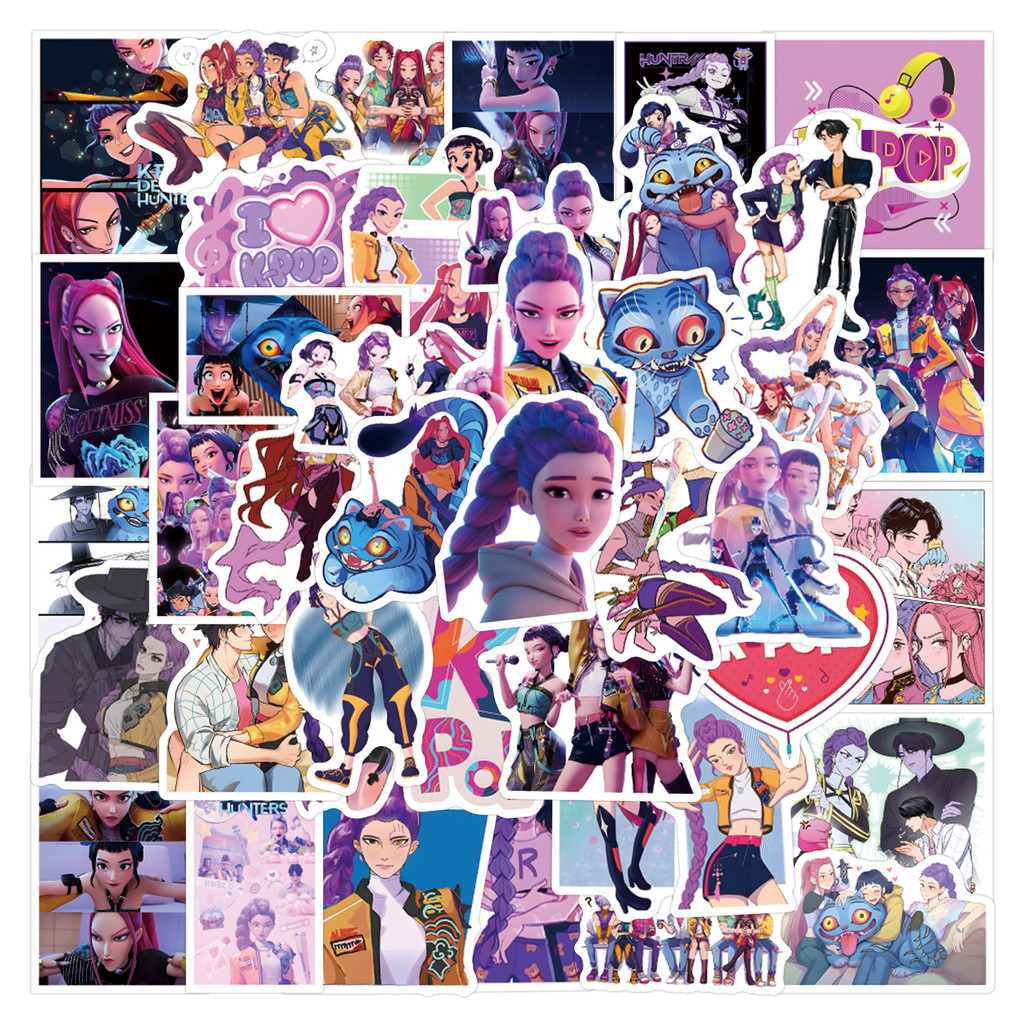 55pcs KPop Demon Hunters Graffiti Sticker Decoration Notebook Water Cup ...