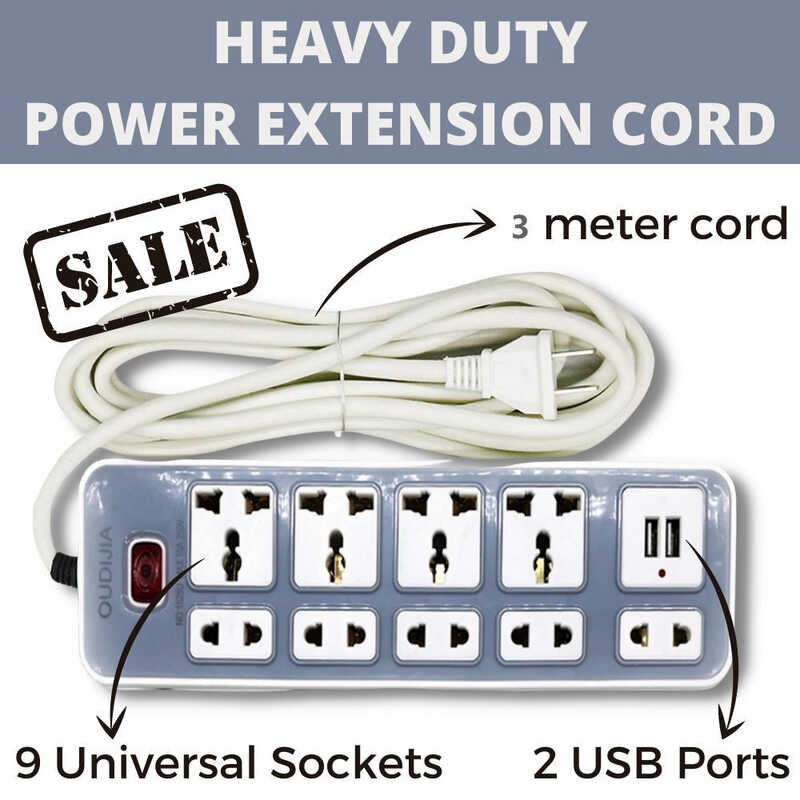 Heavy Duty Extension Cord Universal Strip with 9 Power + 2 USB Ports ...