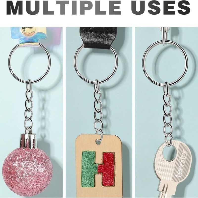 50/100/200Pcs Metal Keychains with Split Rings / 25mm Blank Keyring ...