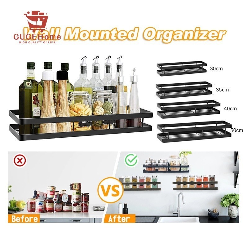 Kitchen Condiments Organizer Rack Wall Mounted Spice Storage Rack ...