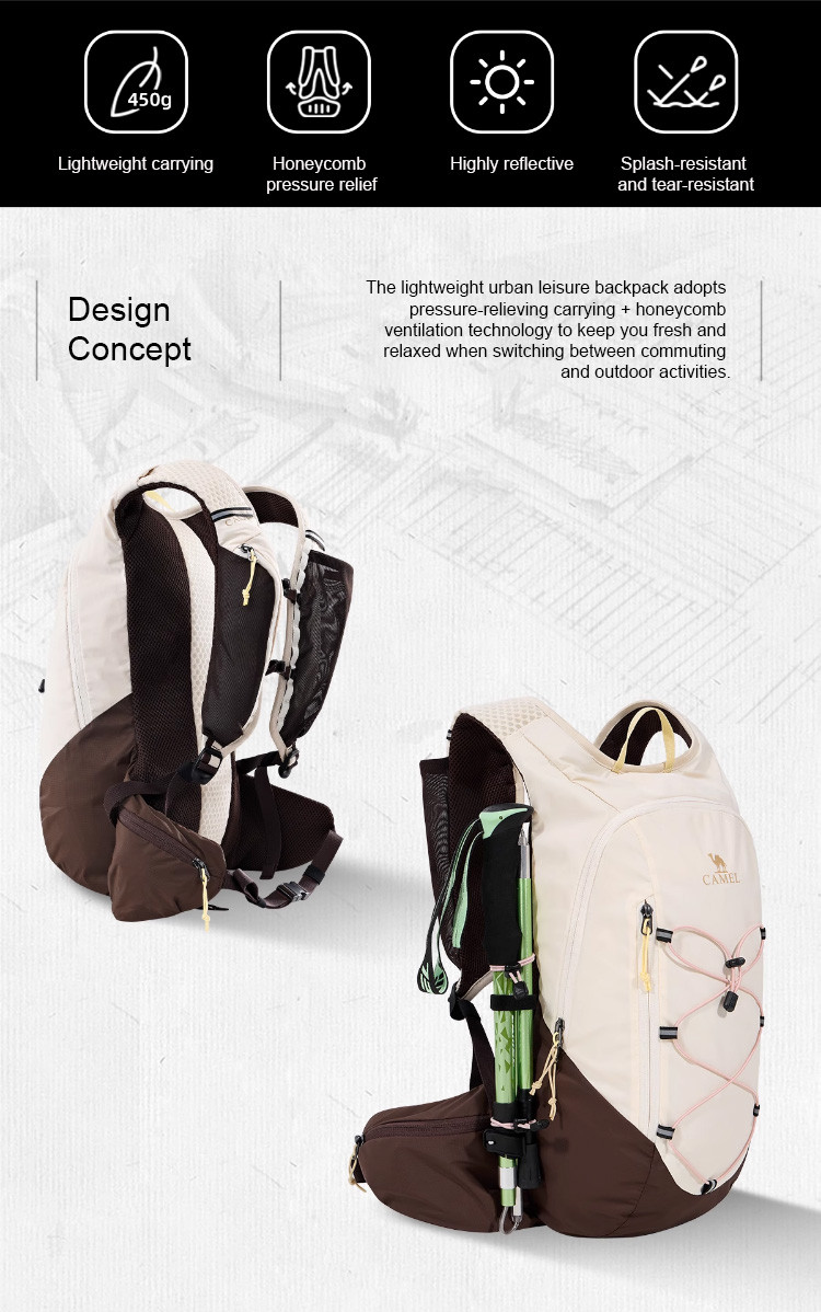 CAMEL CROWN Lightweight Outdoor Backpack Hiking Trekking Daypack 20L ...