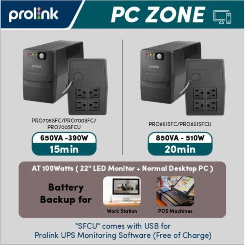 Prolink Super Fast Charging UPS Power Supply Backup Time 650Va 390Watts ...