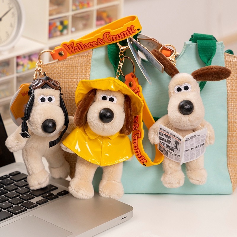 NEW Cute Wallace&Gromit Dog Plush Toy Keychain Pendant Funny Gromit Dog ...