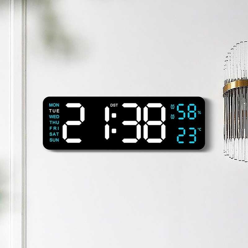 Electronic Digital Wall Temperature Humidity Week Ipakita ang LED Table 12/24H DST Alarm Clock ...