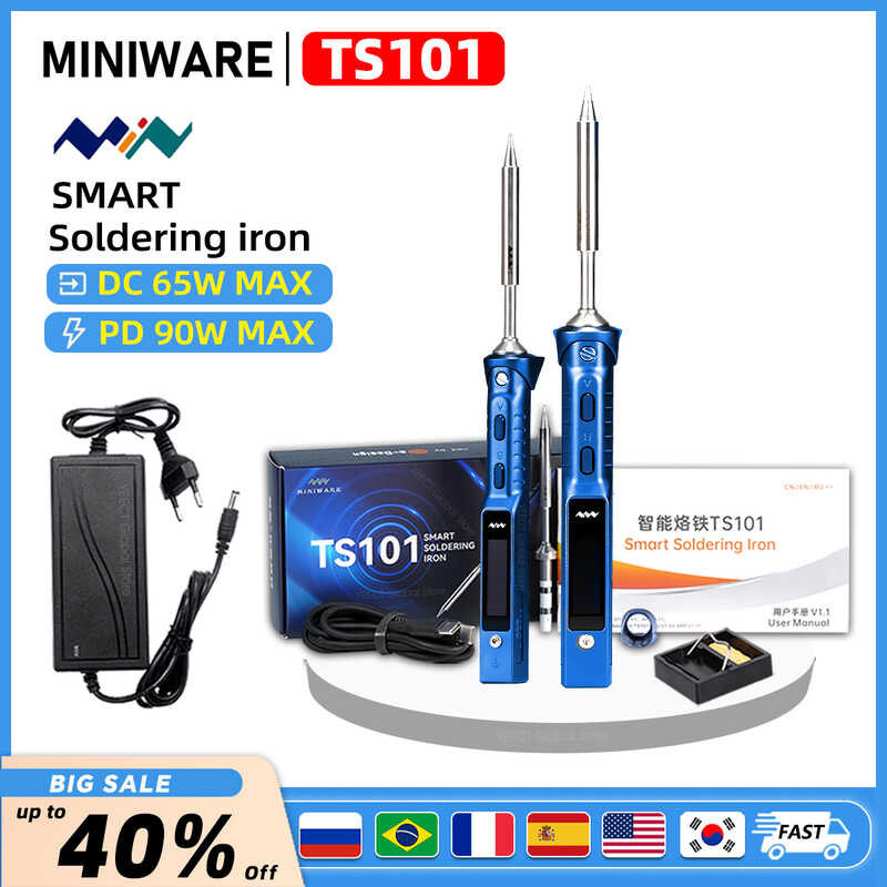 Blue Miniware Original Ts101 90W Programmable Temperature Adjustable Ts100 Soldering Iron ...