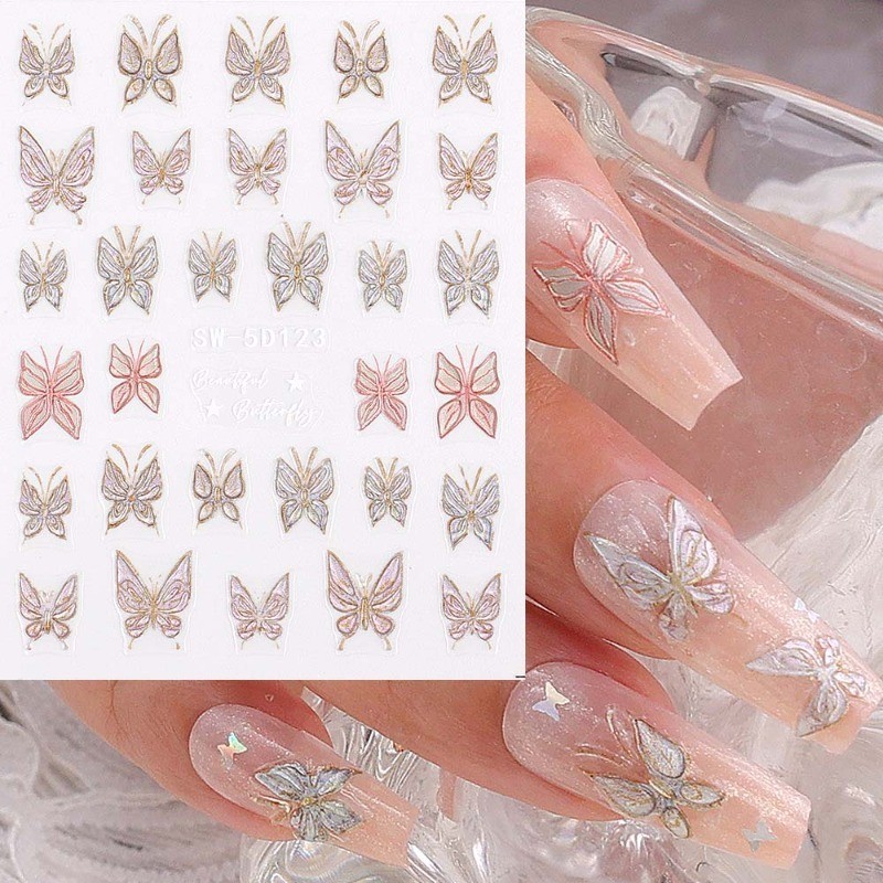 Dreamy Water Bubbles Nail Stickers - 1 Sheet Laser Colored Shell Light ...