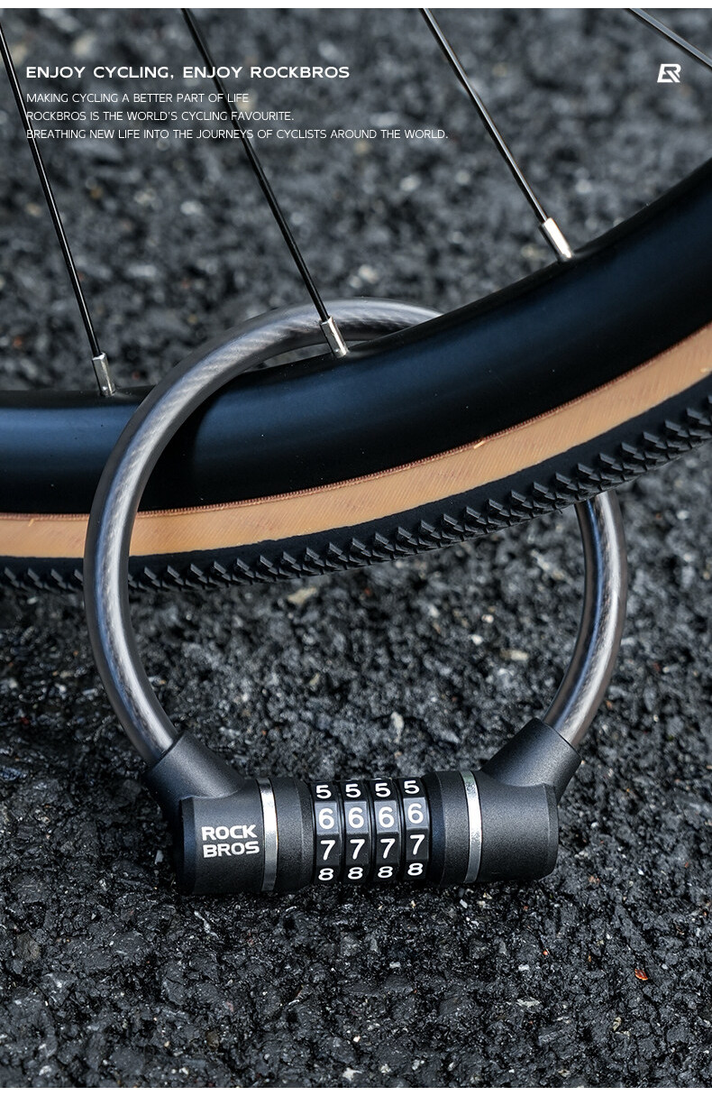 【PH Delivery】ROCKBROS Bicycle Password Lock Portable Durable Steel ...