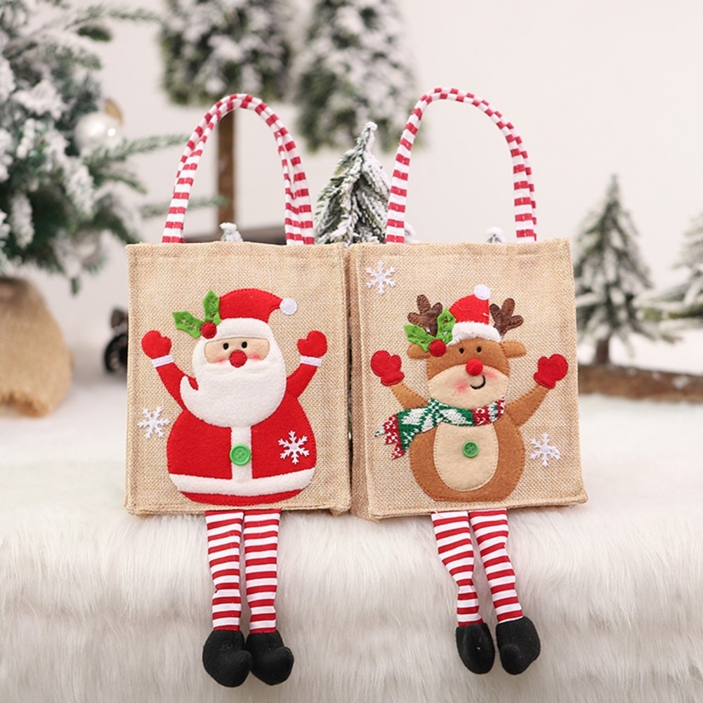 Decor Creative Cute en hine Embroidered Tote Santa Snowman Reindeer ...