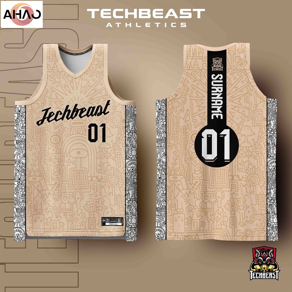 Aztec Full Sublimation Basketball Jersey Techbeast ( CUSTOM NAME + NUMBER ) | Shopee Philippines