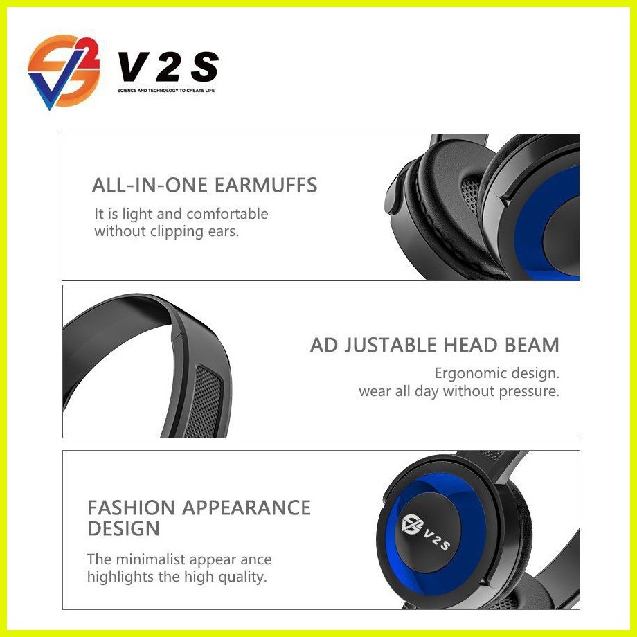 ⊕ ∆ V2S SE5777 Gaming headphone Foldable Wired Adjustable Headphones ...