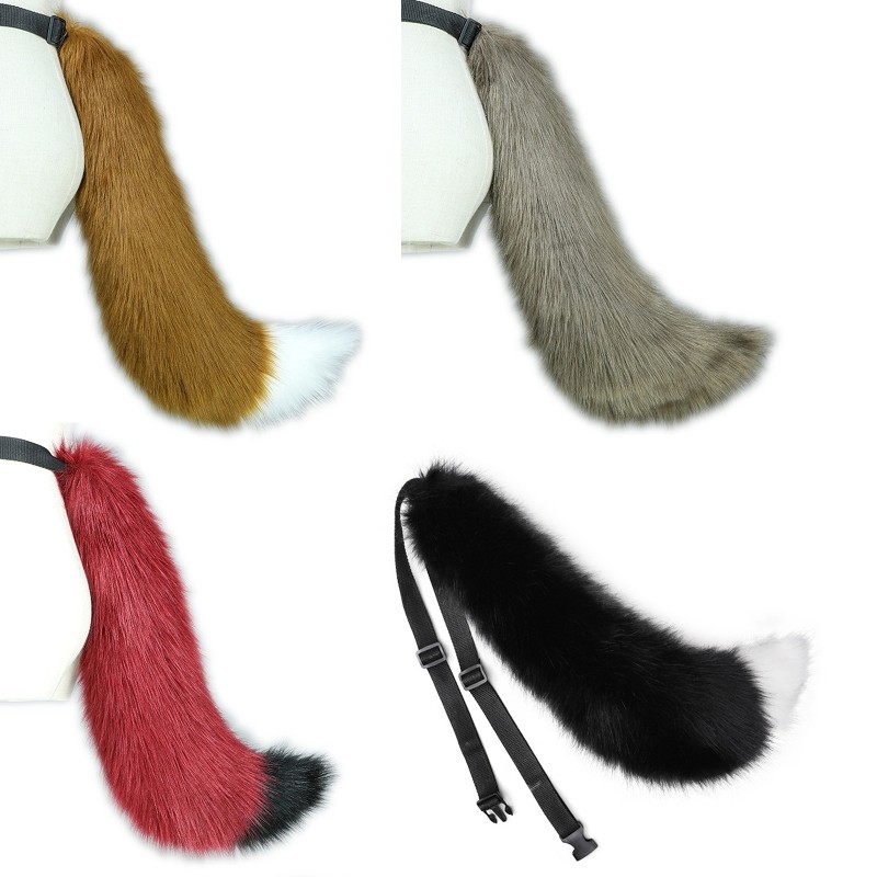 § Adjustable Belt Fox Tail Cat Props Fur Furry Cosplay Carnival Party ...