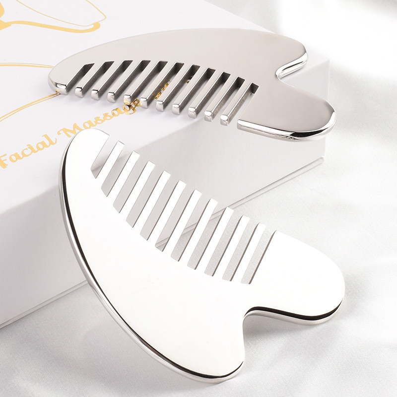 Stainless Steel Gua Sha Comb Head Body Meridian Scraping Reflexology ...