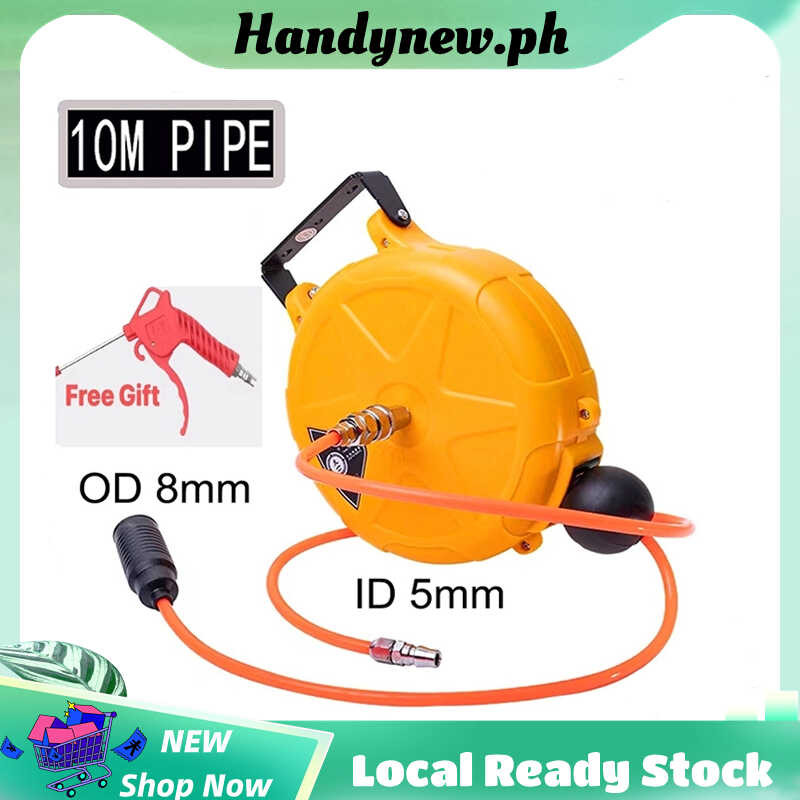 Mini PU 9M Retractable Wall Mount Auto Rewind Air Hose Reel Compressor ...