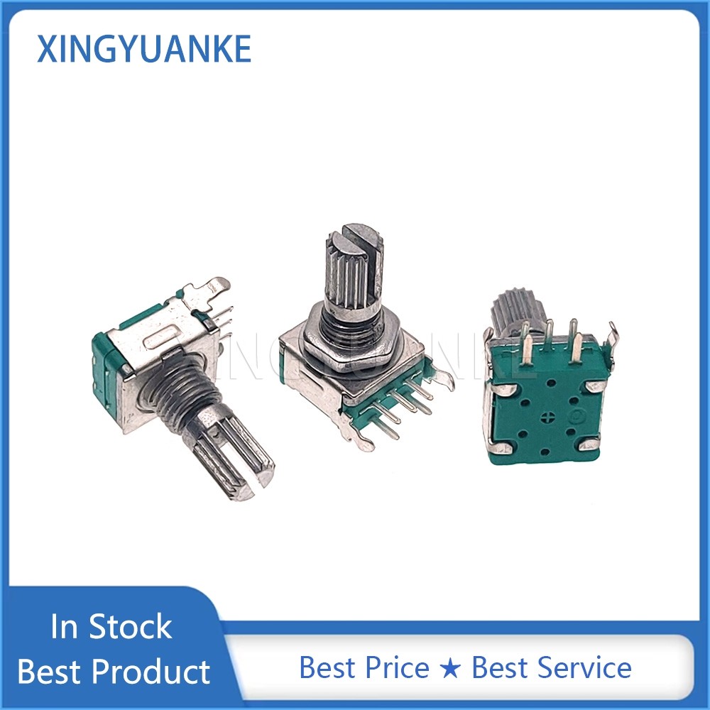 2Pcs/lot EC11 Horizontal Rotary Encoder 5Pin 20 Positioning 20 Pulse Plum Blossom Shaft 15MM ...