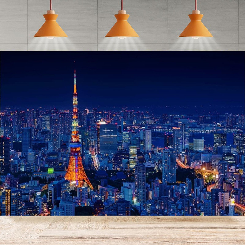 § Japanese Tokyo Tower Photography Backdrop Japan Night Scene Modern ...