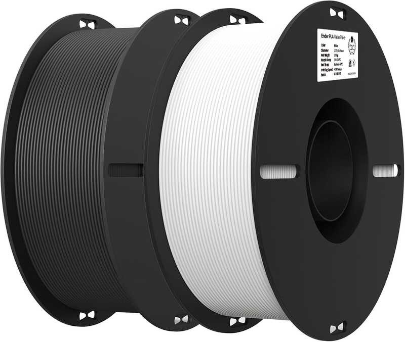 Creality 2kg black and white PLA 1.75mm filament set, suitable for 3D ...