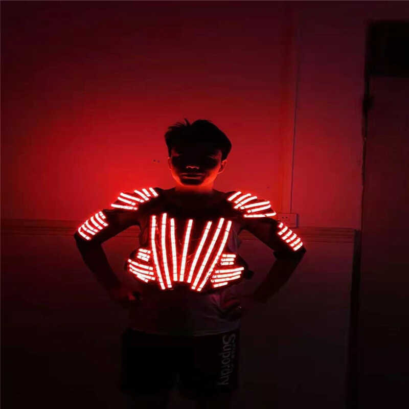 light DJ robot men suit stage costumes RGB colorful lighted armor ...