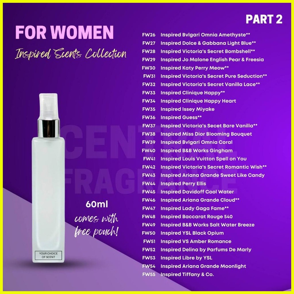 ๑ COD - (PART 2) 60ml Oil Based Perfume for WOMEN by CENTRAL FRAGRANCE ...
