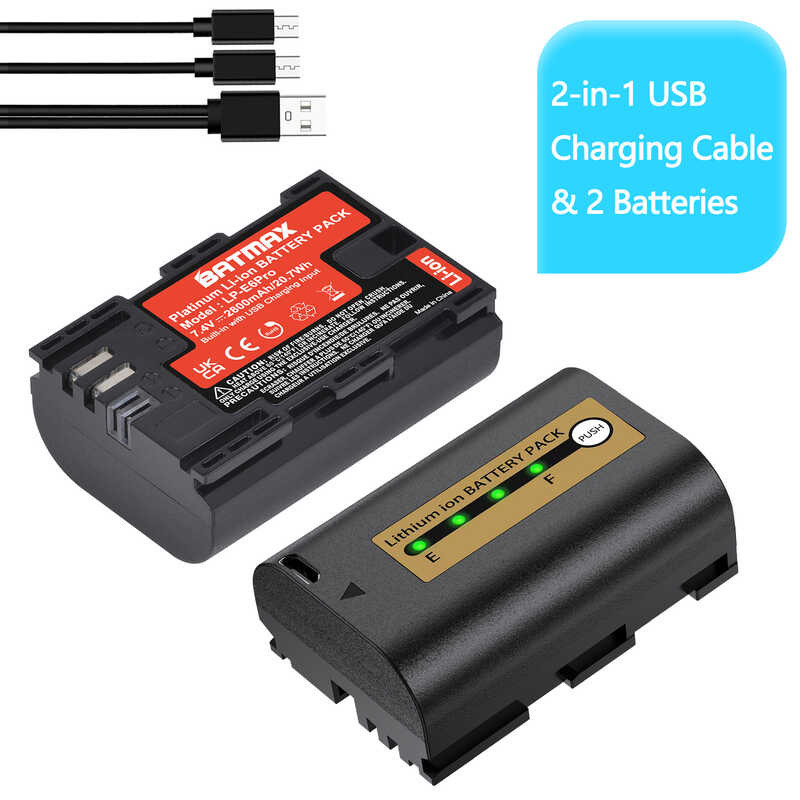 2800Mah Batmax Lp-E6n Lp-E6 Battery With USB Charge Port For Canon EOS ...