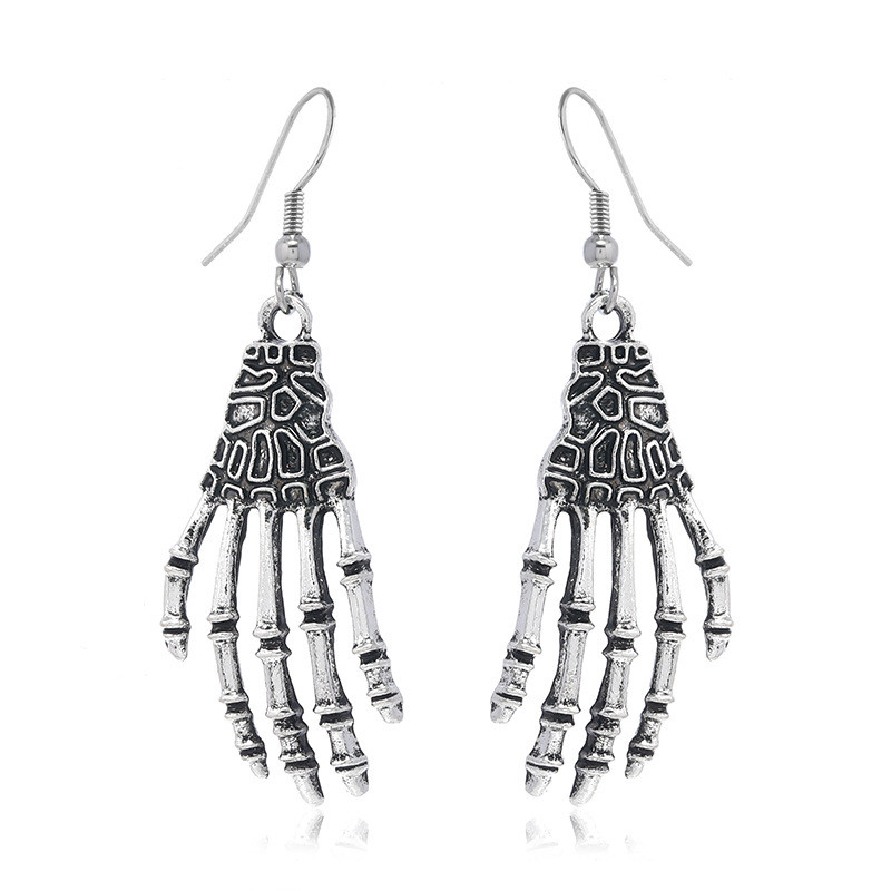 Gothic Punk Skeleton Hand Cross Sun Moon Pendant Hook Earrings ...