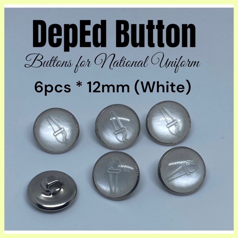 6pcs] Uniform Buttons With Torch Logo Teachers Uniform DepEd 12mm ...