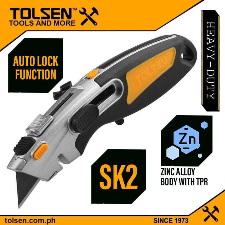 Tolsen Dual Function Utility Knife W/ Auto Lock And Retractable (Sk2) 30019 | Shopee Philippines