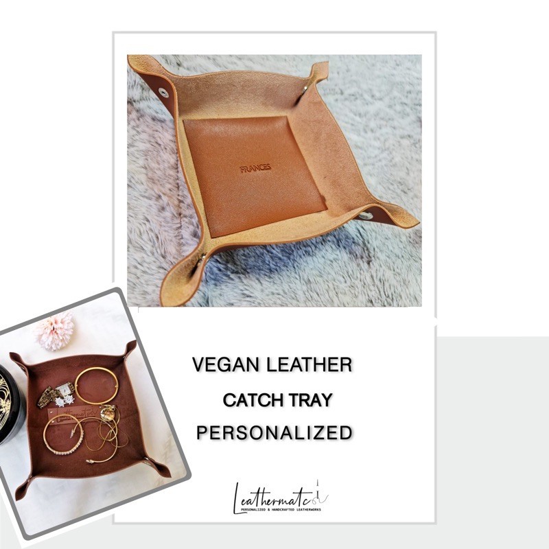Personalized Catch all tray (vegan leather) for office table - perfect ...