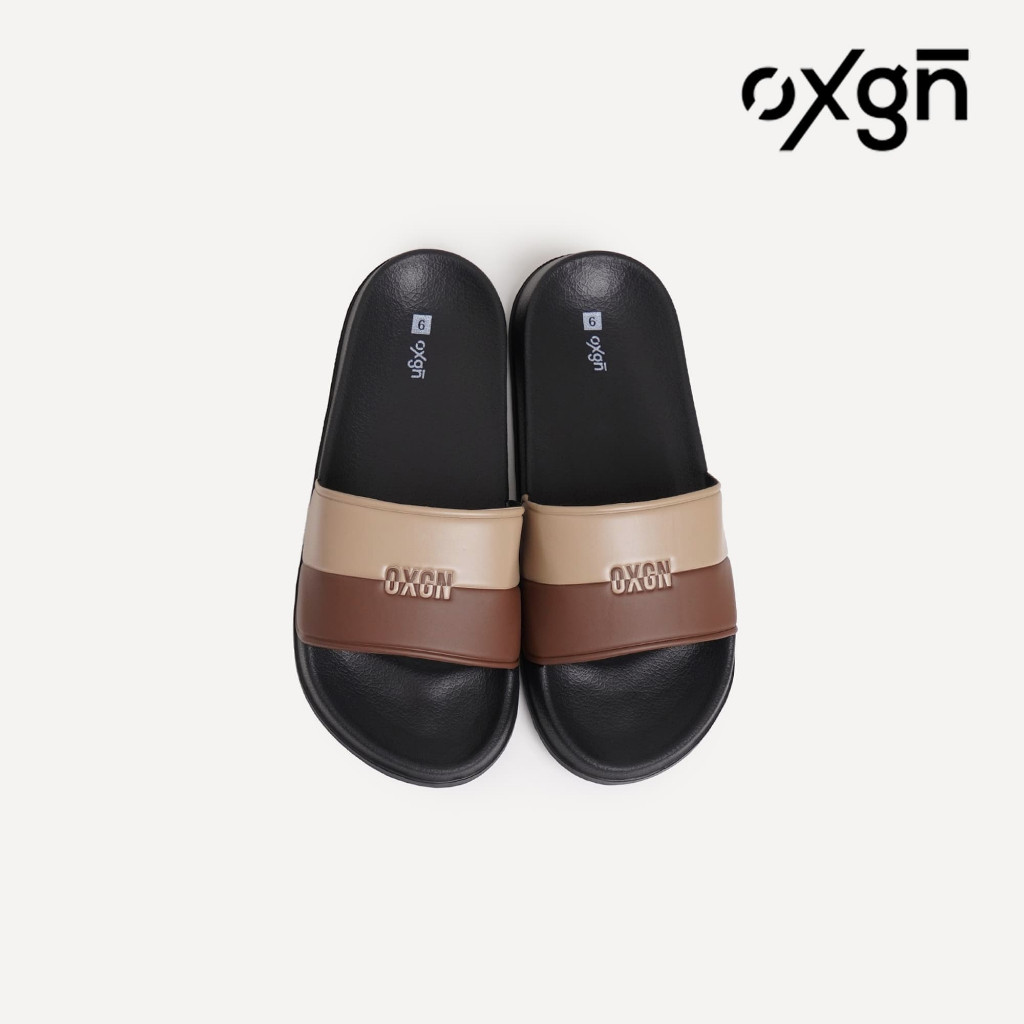 OXGN Single Band Slides For Men (Black/Coffee) | Shopee Philippines