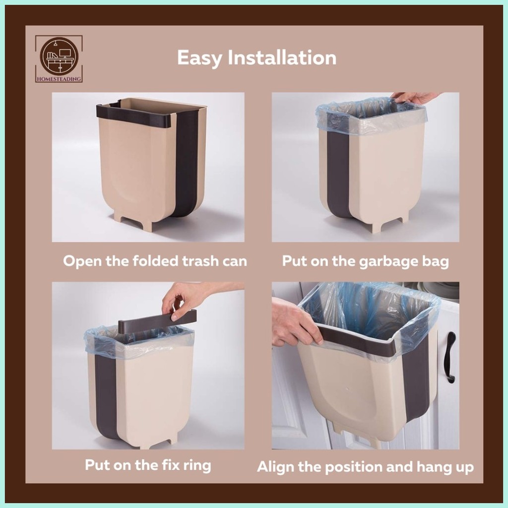 Homesteading Foldable Trash Bin Collapsible Hanging Trash Can Space ...