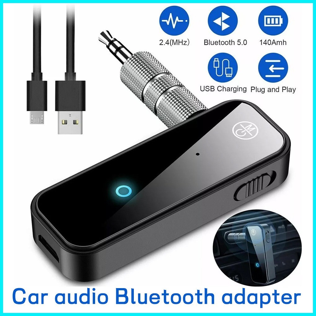 Wireless Bluetooth 5.0 Car Receiver Adapter 3.5mm Transmitter AUX Jacks ...