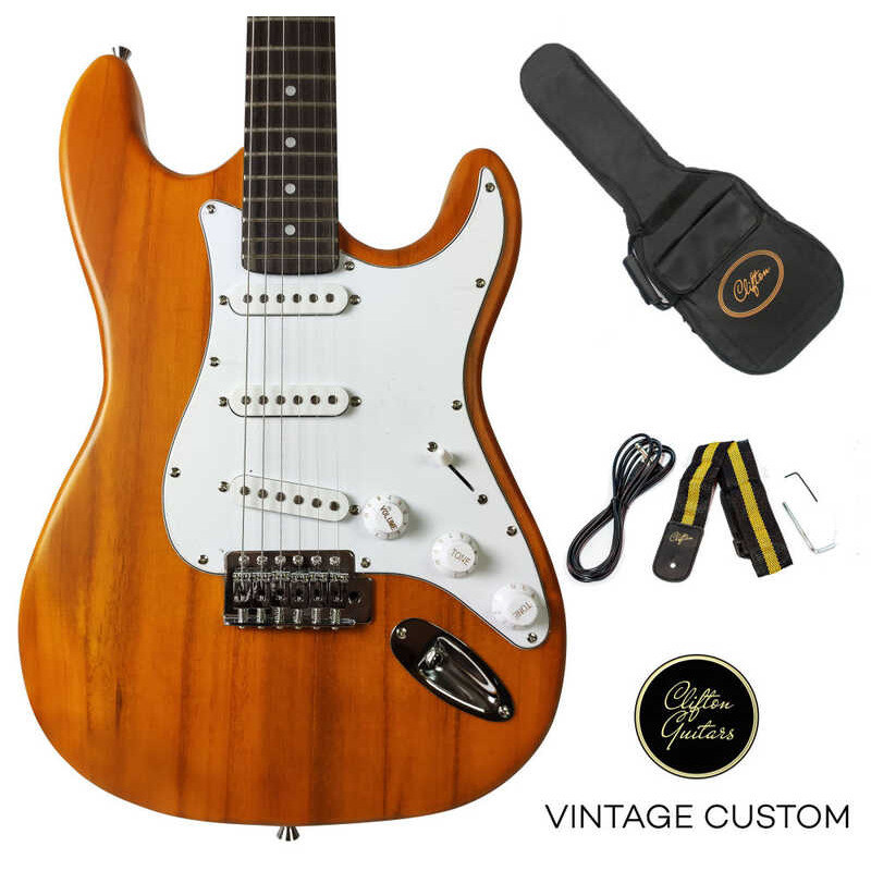 Clifton Vintage Custom Natural Wood Matte Stratocaster - Electric ...