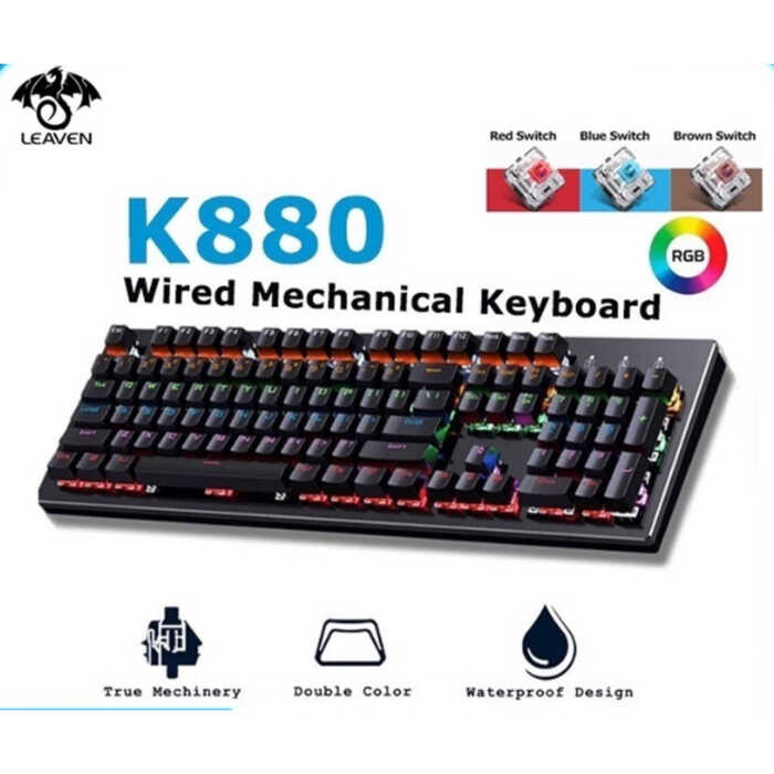 Leaven K880 K550 Mechanical 87 104 Key For Computer Hot Swappable Wired Gaming Keyboard Aeb ...