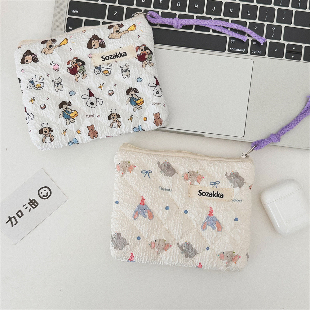 Cute Cartoon Quilted Quilted Quilted mini Storage Bag Soft Portable ...