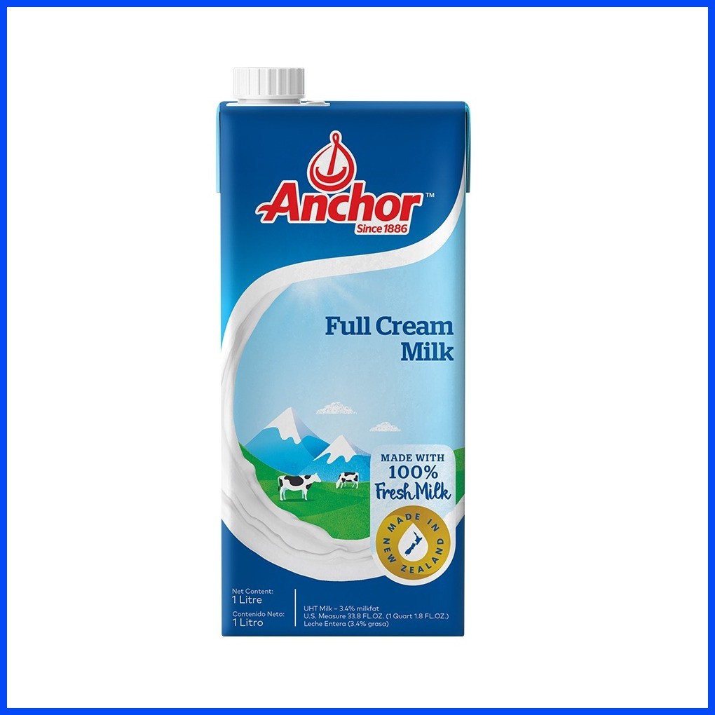 Anchor Full Cream Milk UHT Plain 1L x3 | Shopee Philippines
