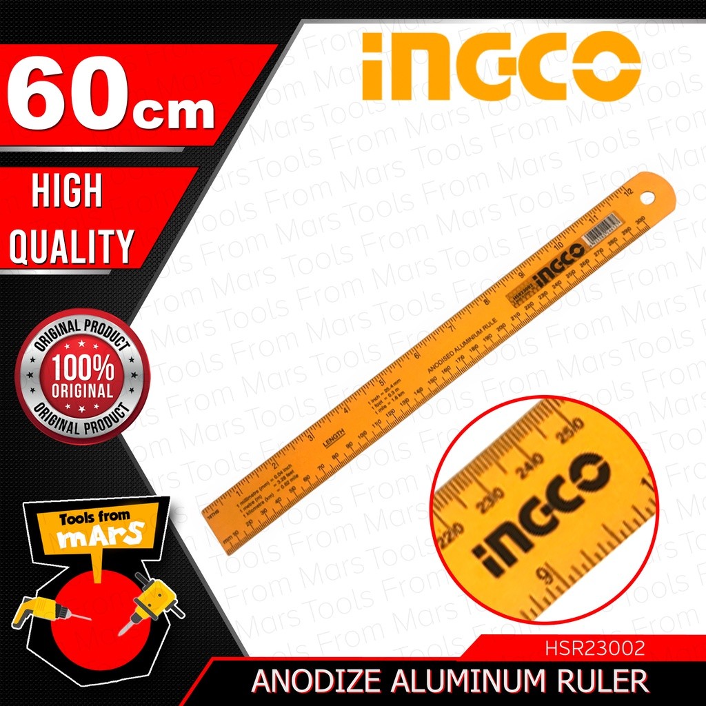 INGCO Anodized Aluminum Ruler 12" HSR23002 TOOLS FROM MARS IHT | Shopee ...