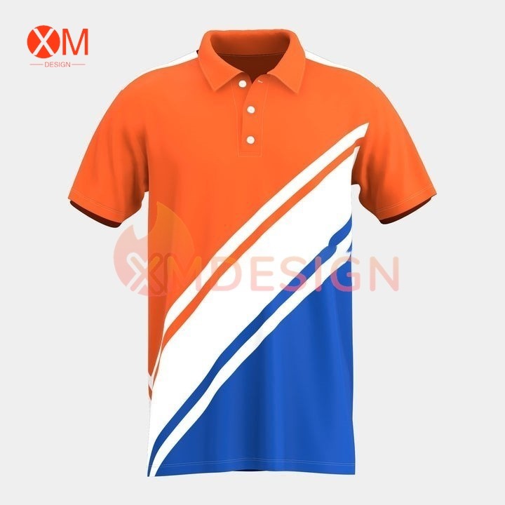 Full sublimation blue&orange polo t shirt unisex office style school ...