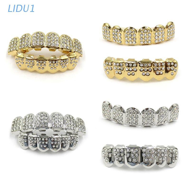 LIDU1 Trendy Gold/Silver Plated Rapper Shiny Cool Bling Diamond Upper ...