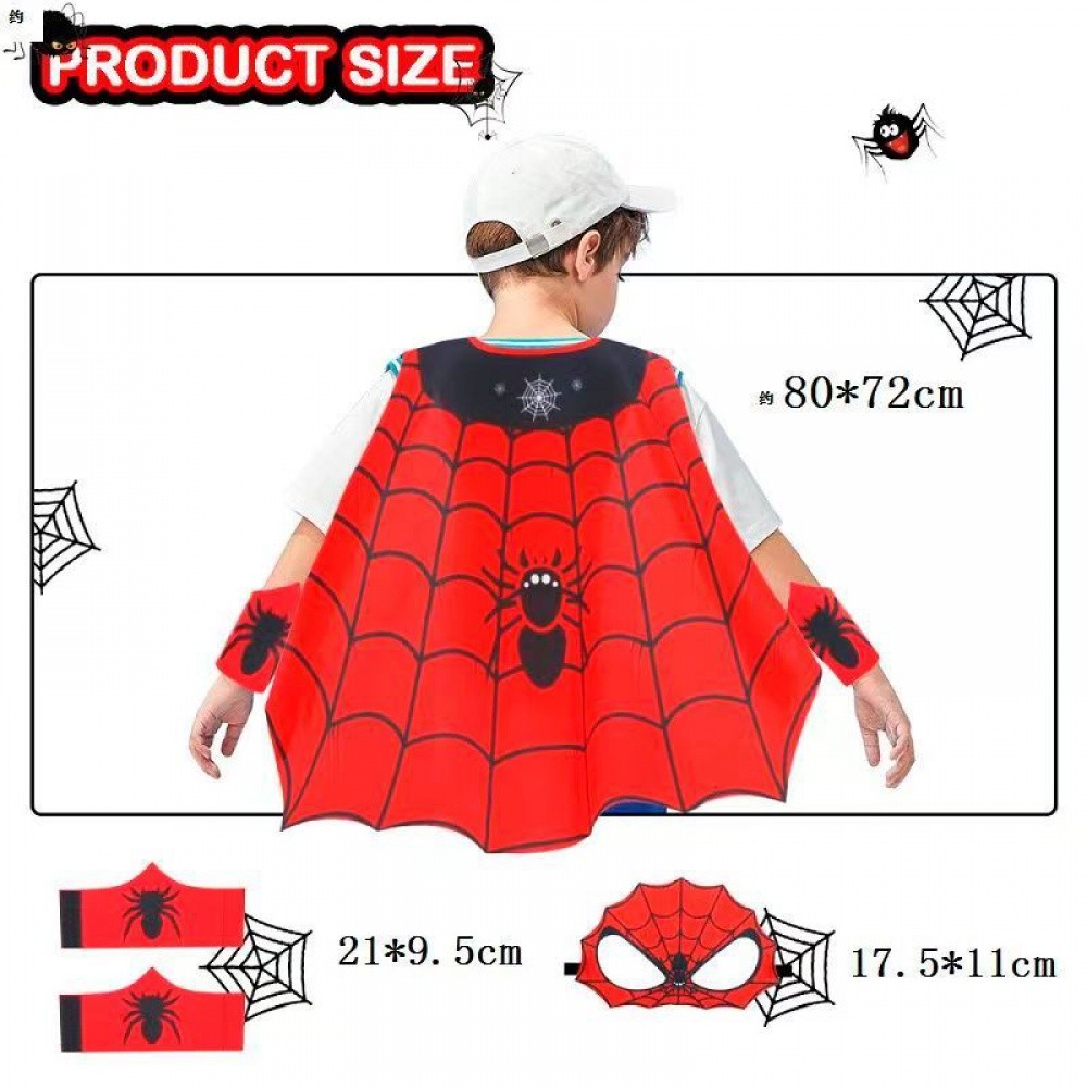 Ready Stock Kids Red Spider-Man Cloak Spider Mask Suit For Kids 3 To 15 ...